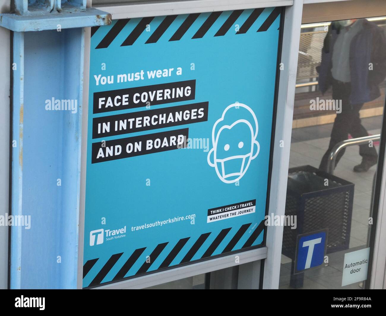 Sign at Sheffield Interchange bus station saying that face coverings ...