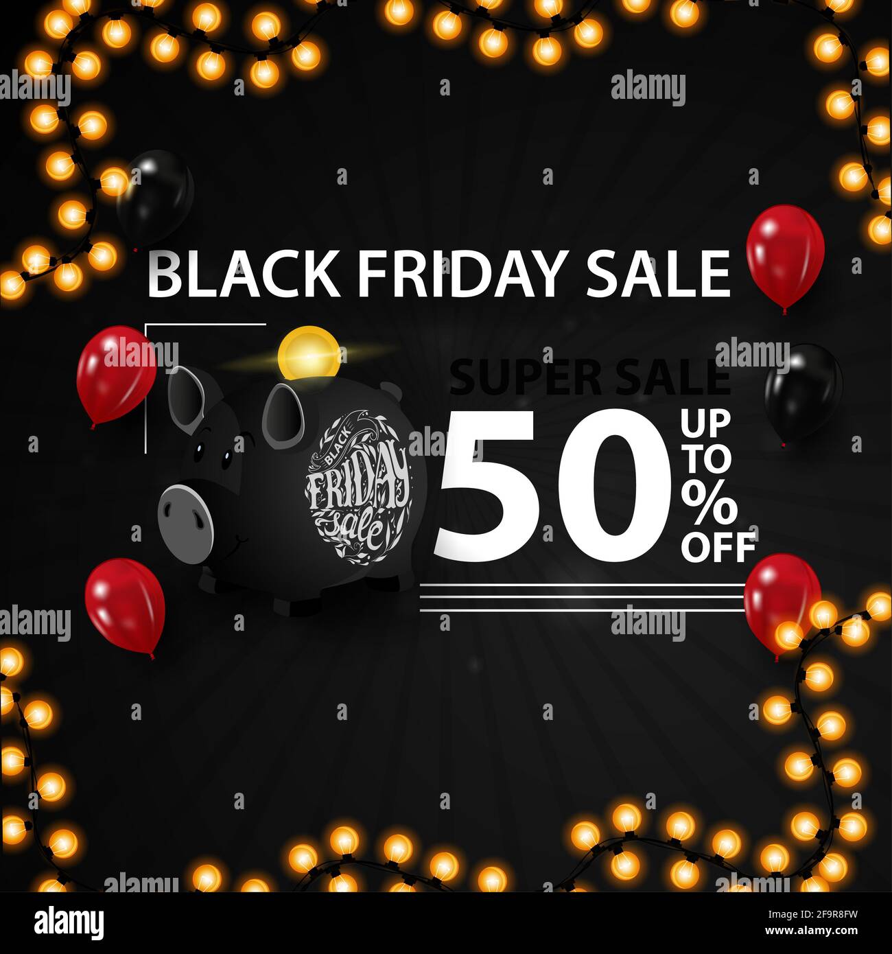 Black friday super sale, up to 50 off. Modern black 3D discount banner ...
