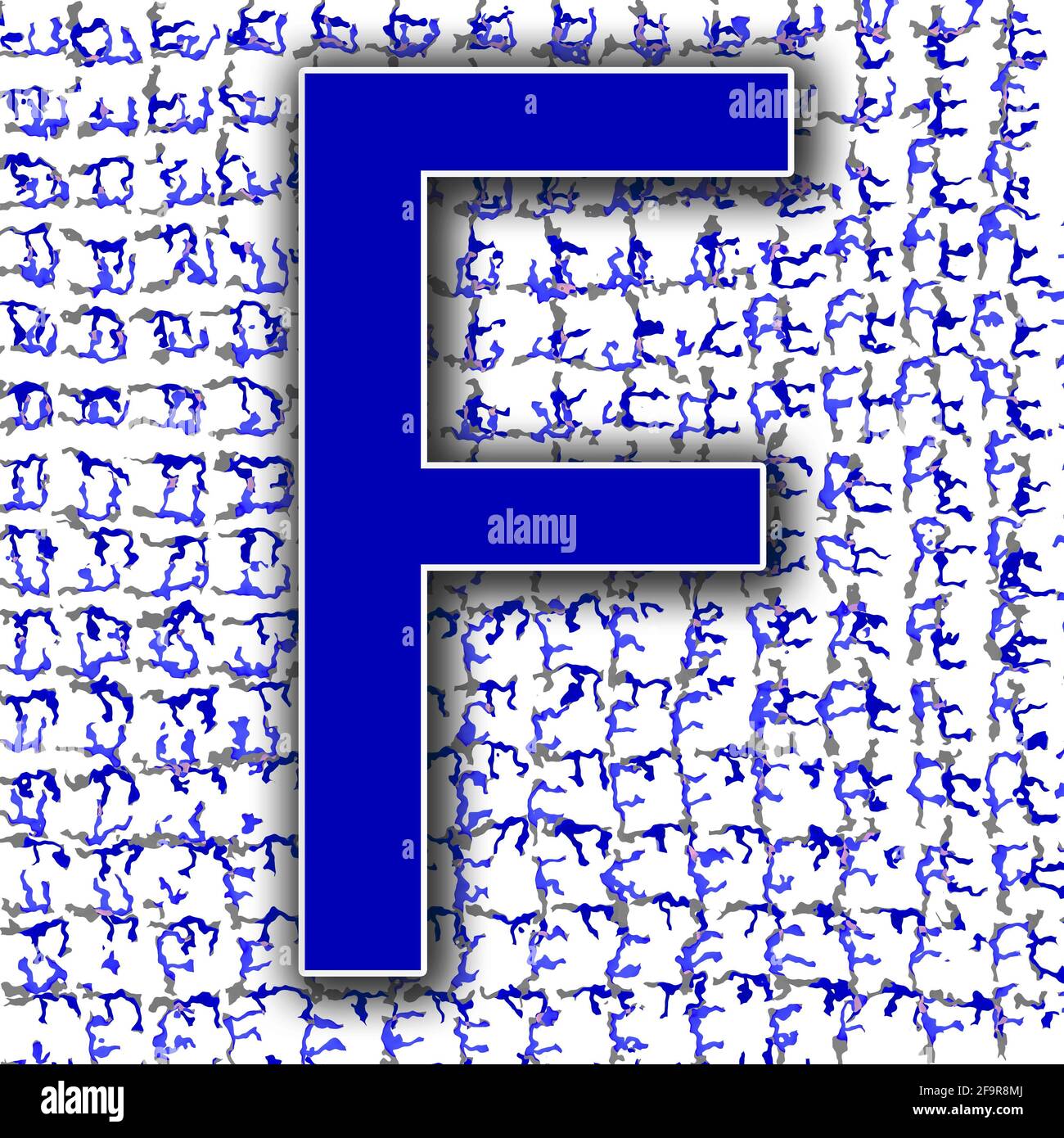 square graphic with a colorful uppercase character F as a capital ...