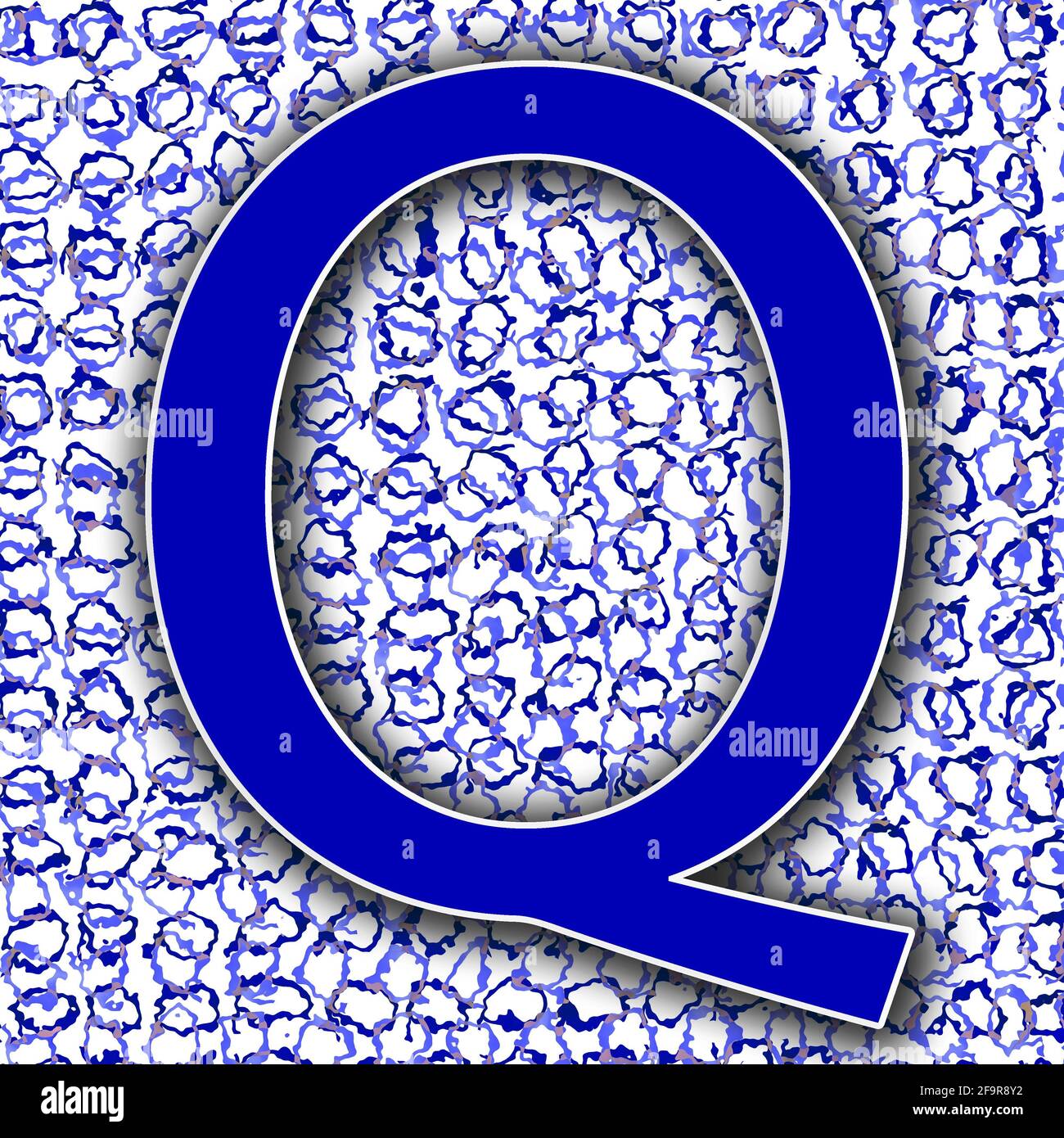 square graphic with a colorful uppercase character Q as a capital ...