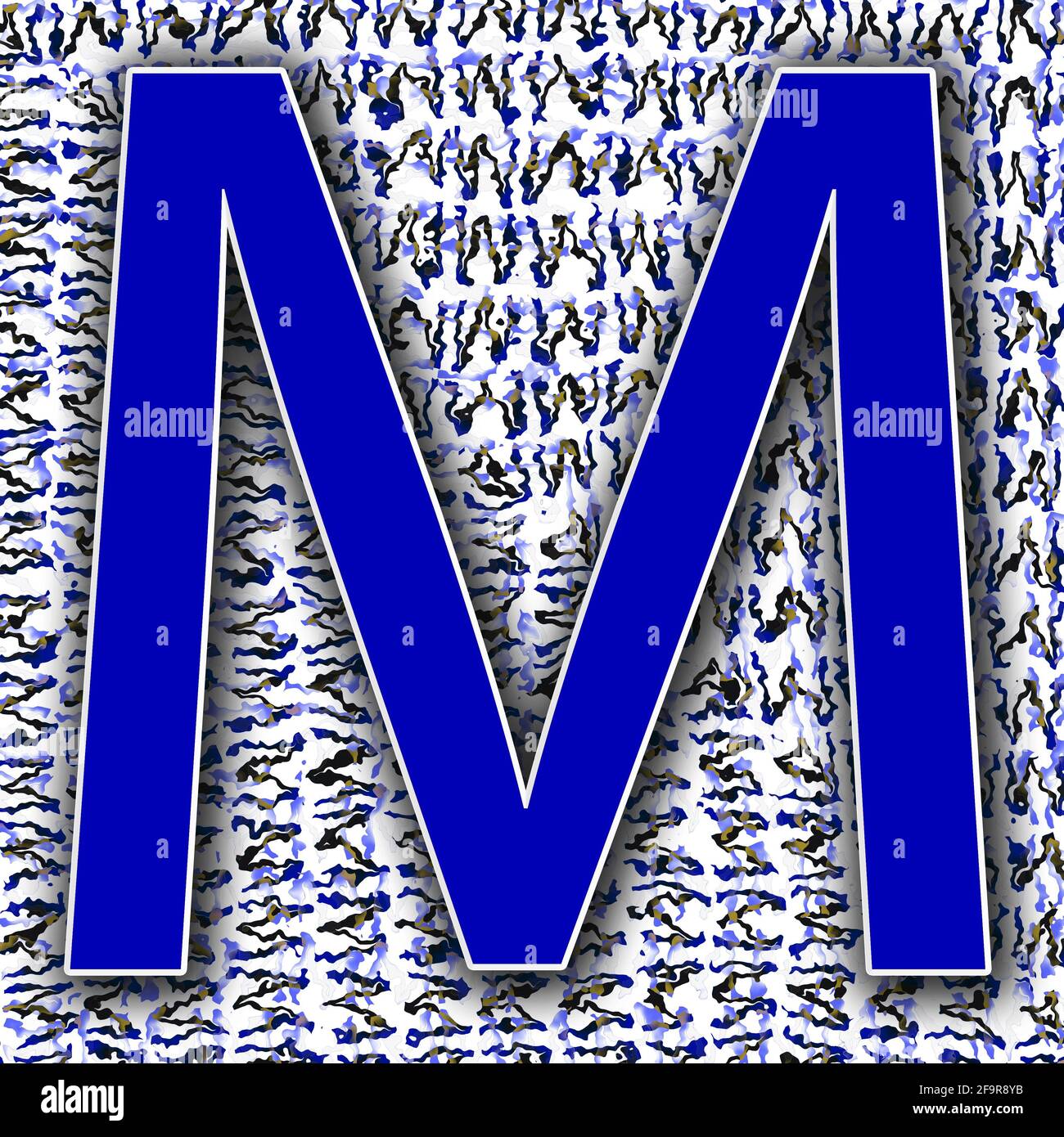 Square graphic with a colorful uppercase character M as a capital ...