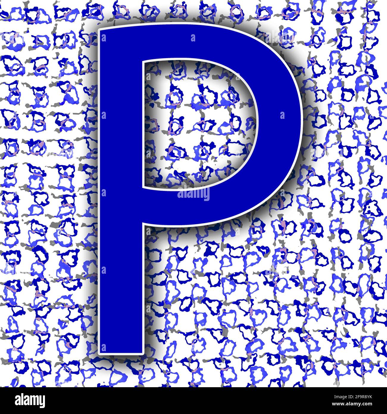 square graphic with a colorful uppercase character P as a capital ...