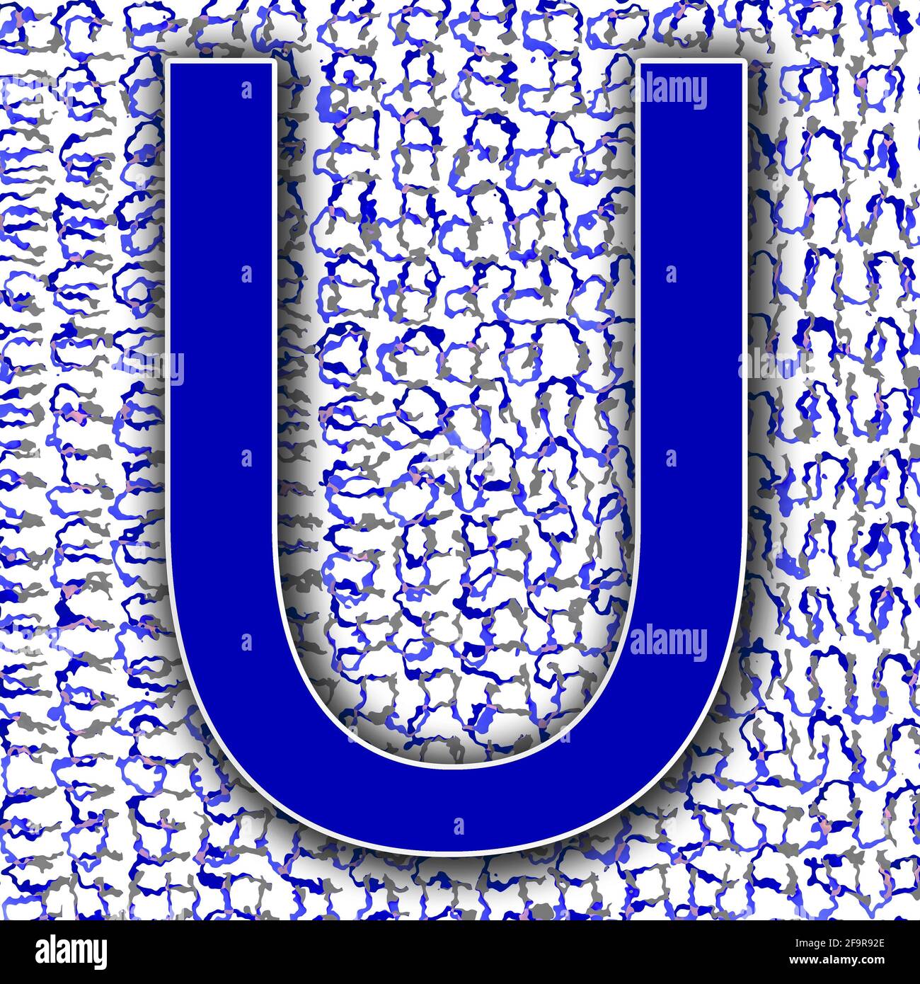 square graphic with a colorful uppercase character U as a capital ...