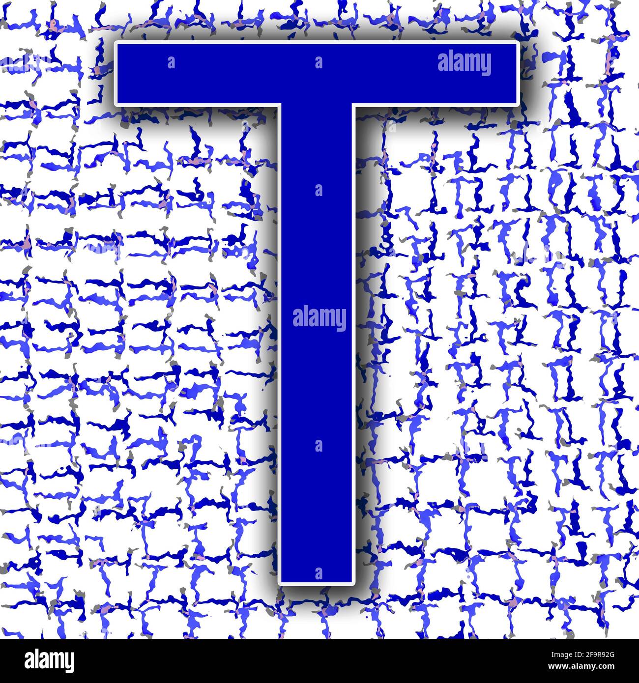 square graphic with a colorful uppercase character T as a capital ...