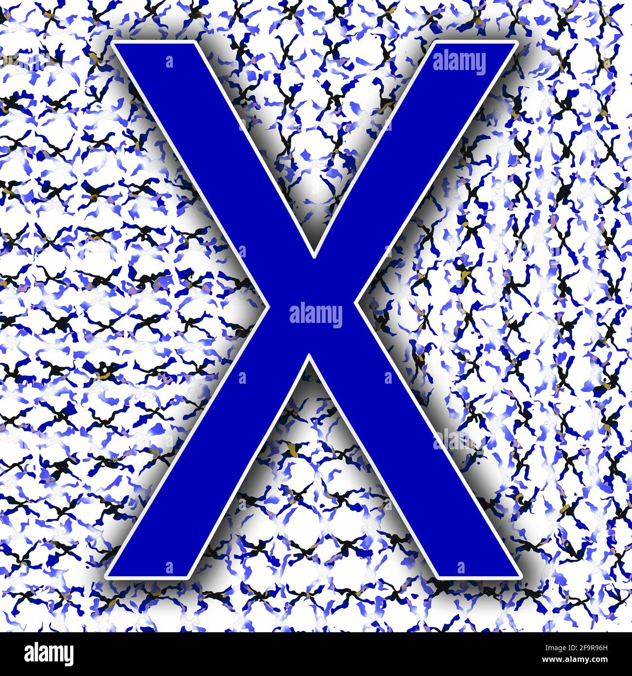 square graphic with a colorful blue uppercase character X as a capital ...
