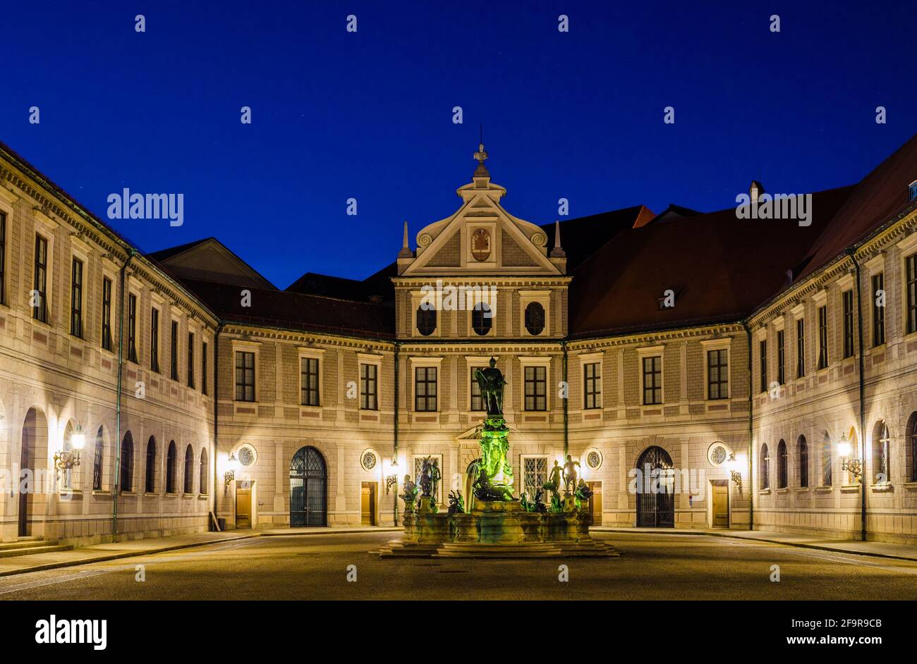 Munich, Germany - octagonal yard called Fountain Courtyard (Brunnenhof ) is one of the ten ...