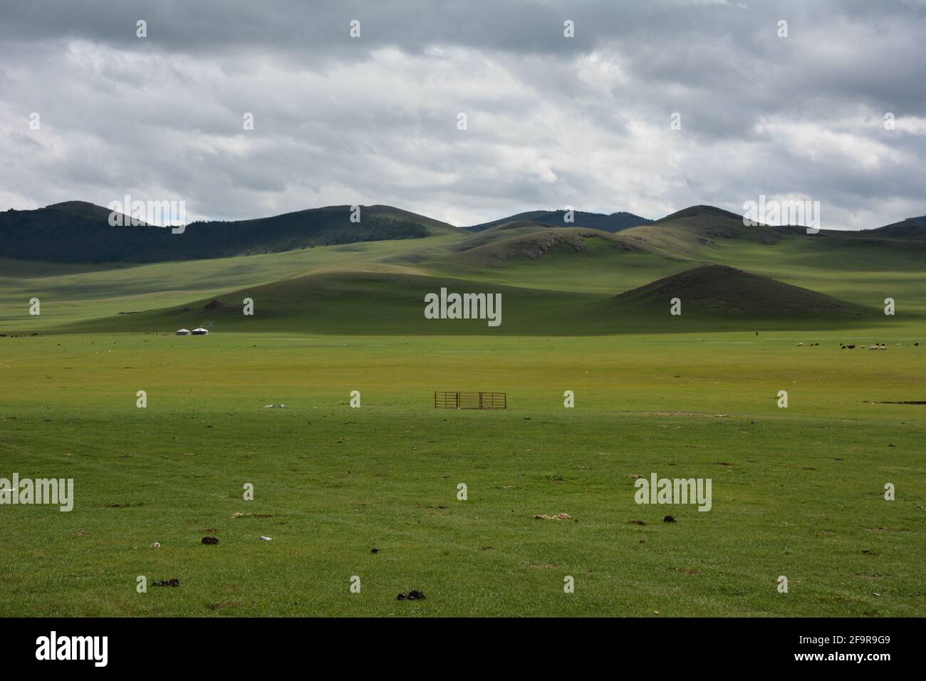 Shadows over dramatic steppe in the Orkhon Valley area of central ...
