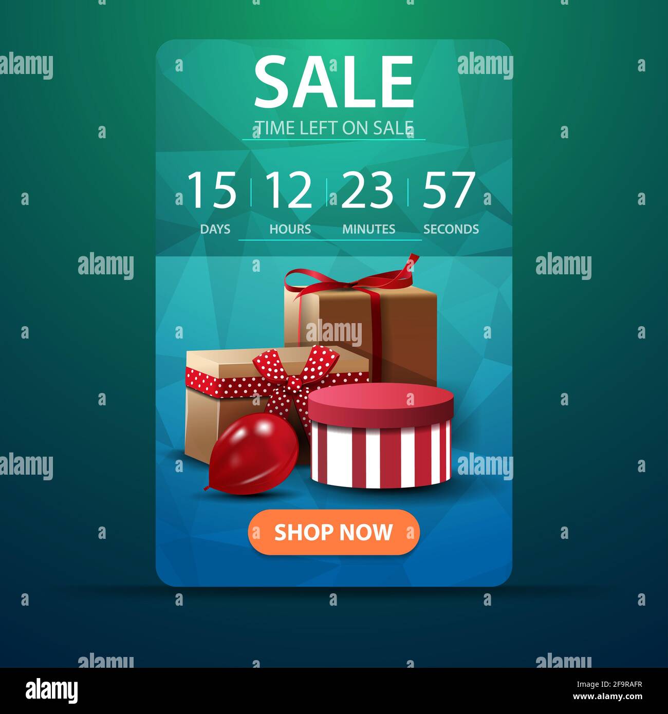 Discount vertical green banner with a timer for the end of the ...