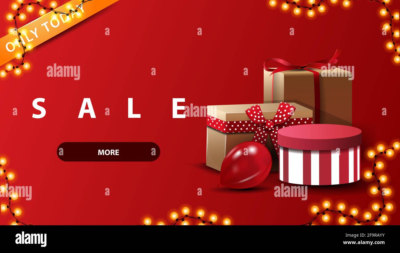 Red discount web banner in a minimalist style Stock Photo - Alamy