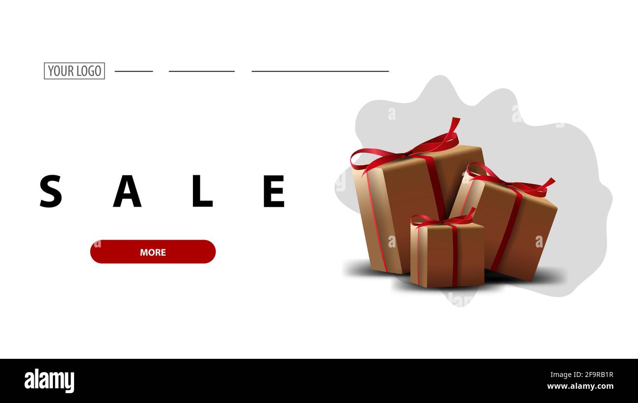 White discount web banner in a minimalist style Stock Photo - Alamy
