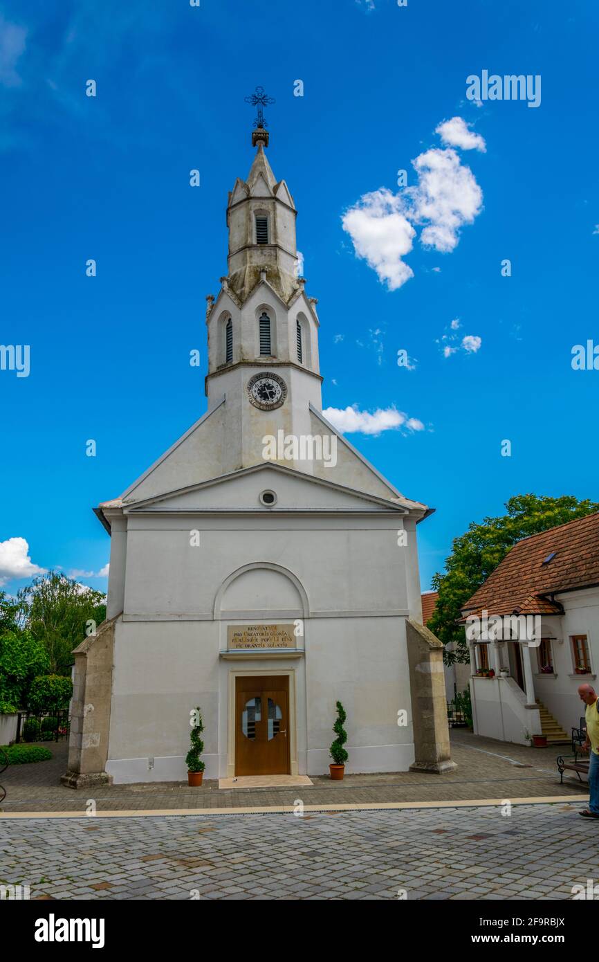 View of a white church situated in morbisch am see village near ...