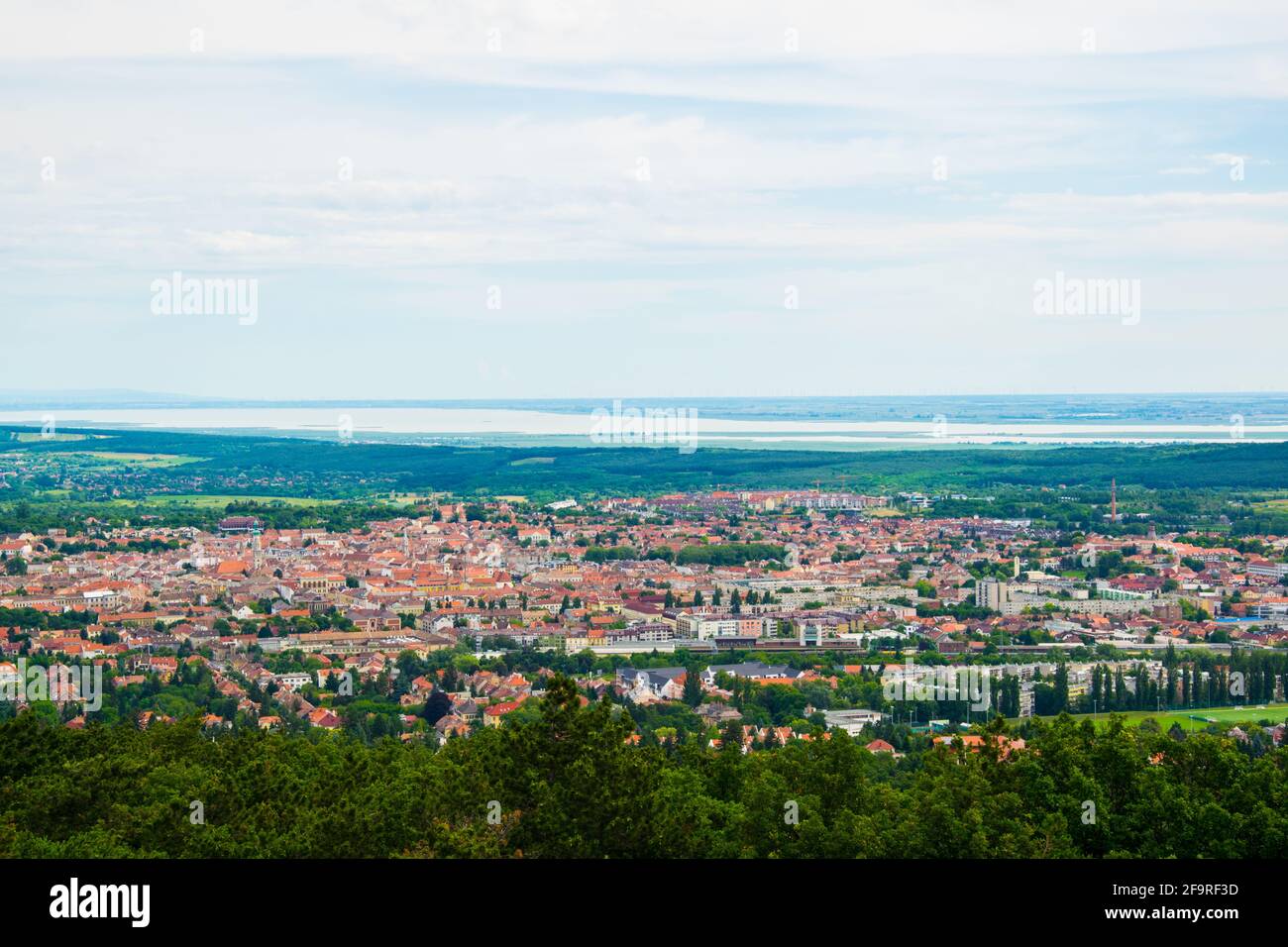 Aerial view of the hungarian city Sopron in close proximity of the ...