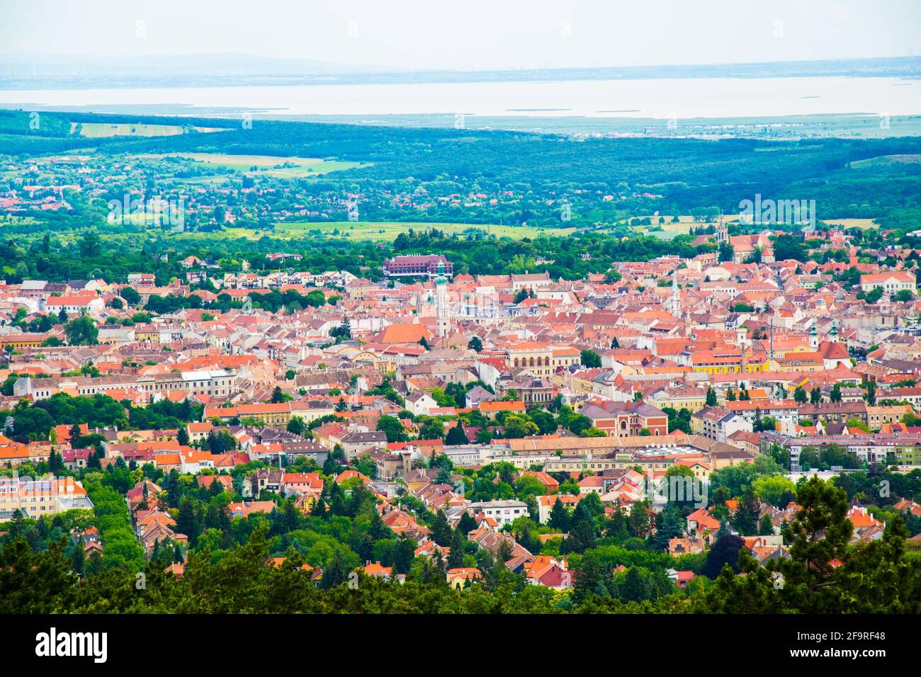 Aerial view of the hungarian city Sopron in close proximity of the ...