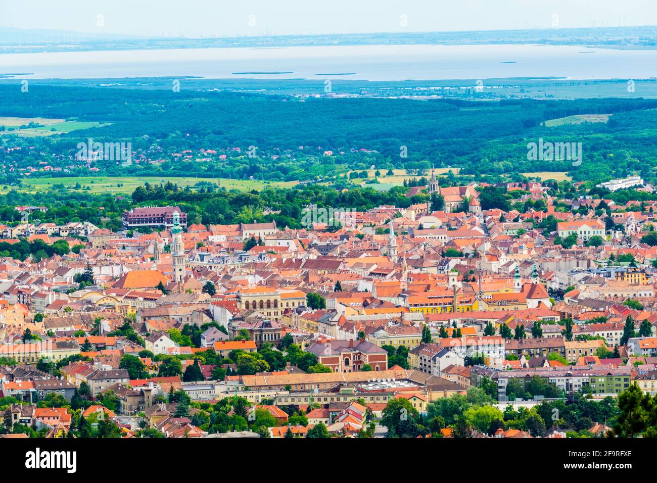 Aerial view of the hungarian city Sopron in close proximity of the ...