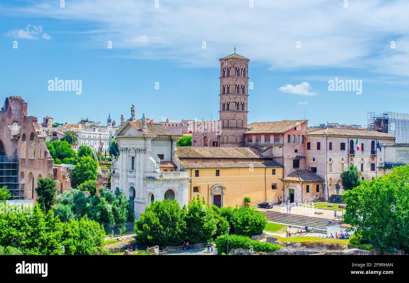 aerial view of forum romanum and surrounding areas of historical centre ...