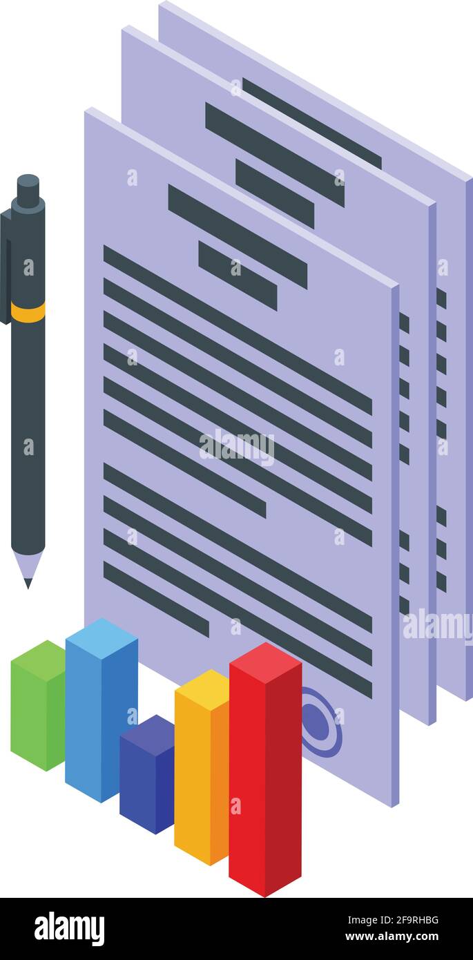 Report work icon. Isometric of Report work vector icon for web design ...