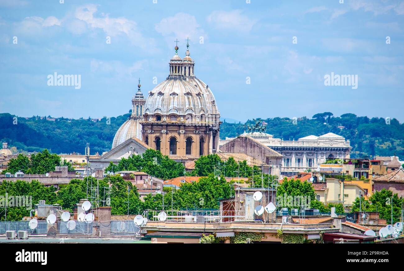 aerial view of rome from the top of aventine hill in rome, which offers ...