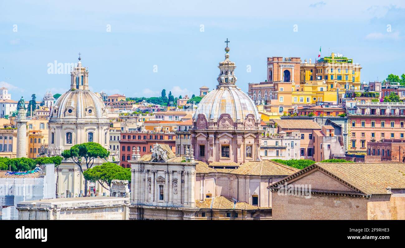 aerial view of forum romanum and surrounding areas of historical centre ...