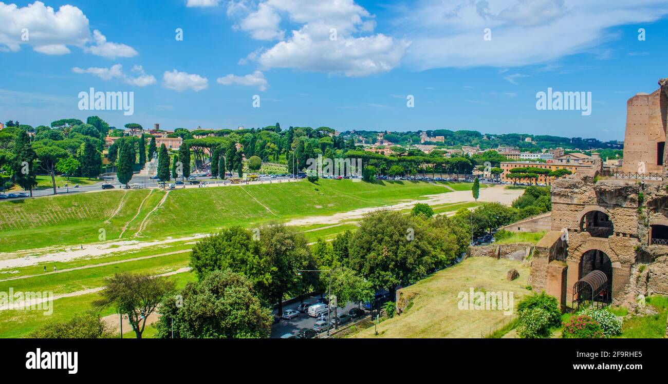 view of antique horse racing stadium situated in the center of rome ...