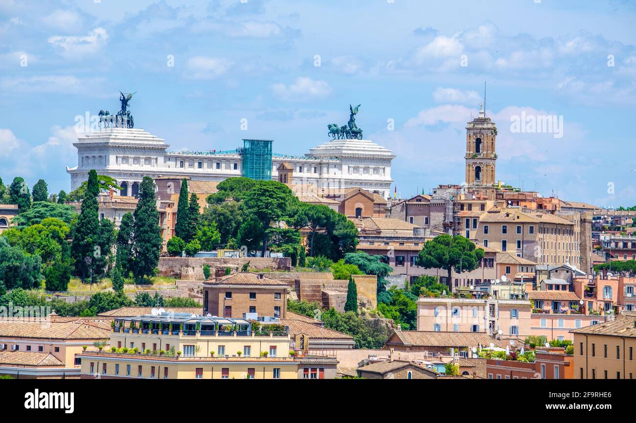 aerial view of rome from the top of aventine hill in rome, which offers ...