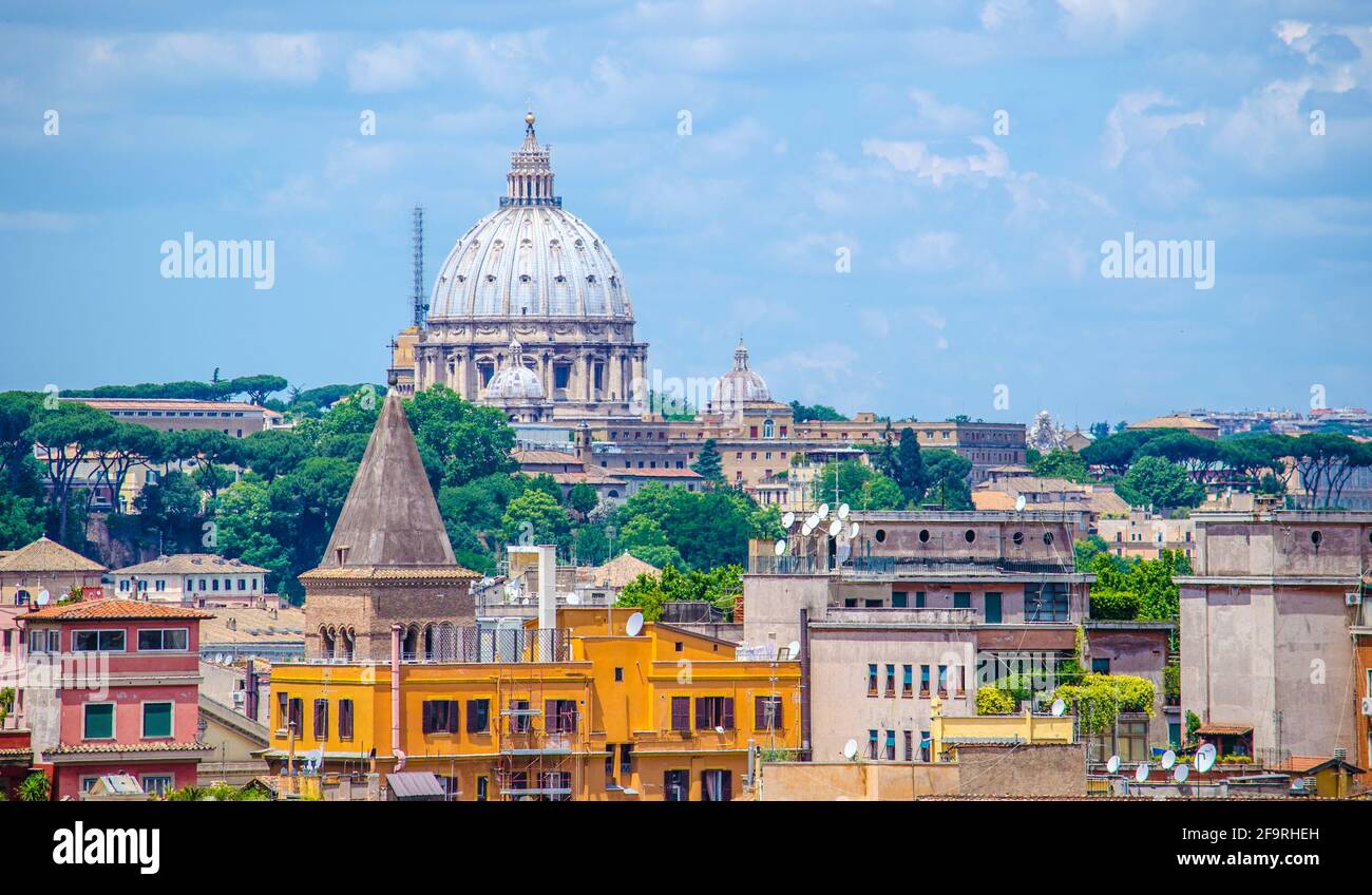 aerial view of rome from the top of aventine hill in rome, which offers ...