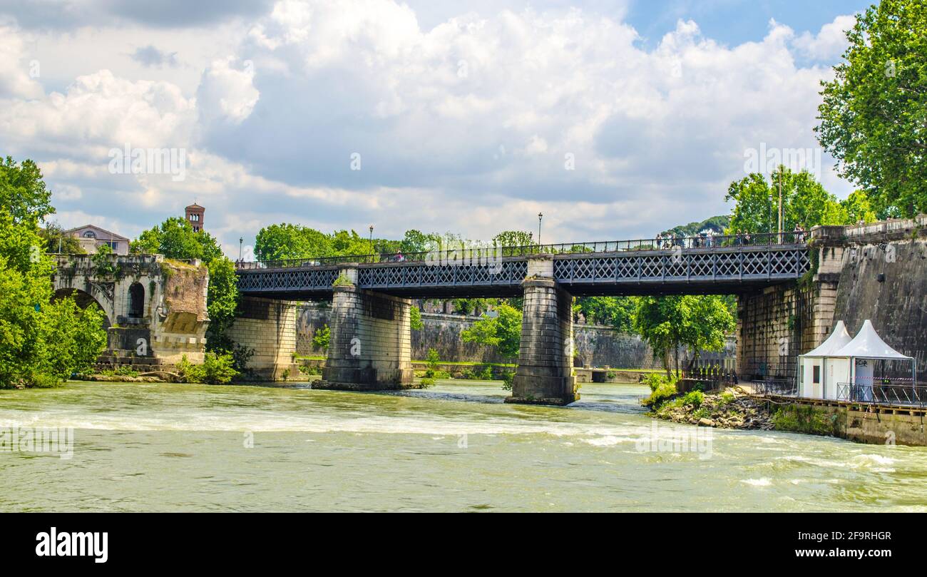 isola tiberina is the biggest island of tibera river in rome. This ...