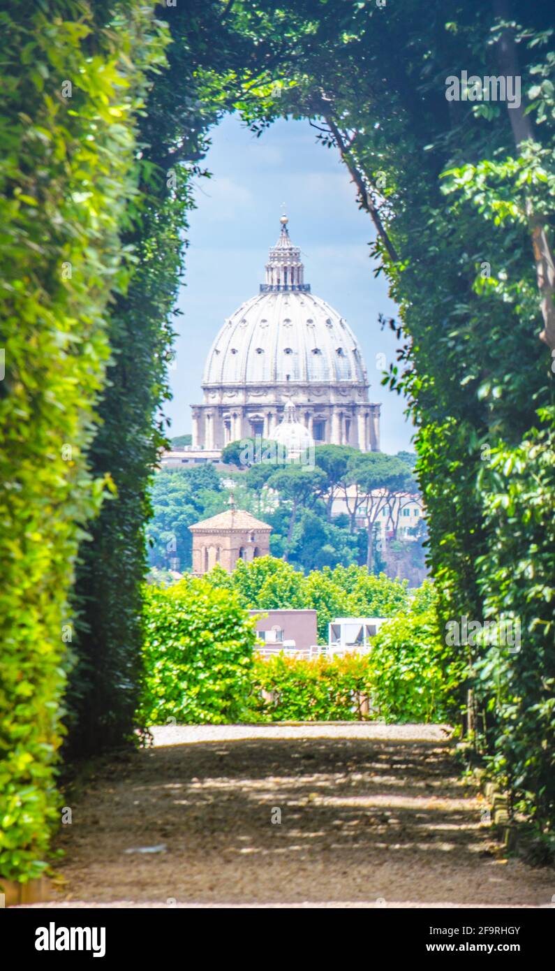 View through keyhole of maltese knights portal with saint peters ...