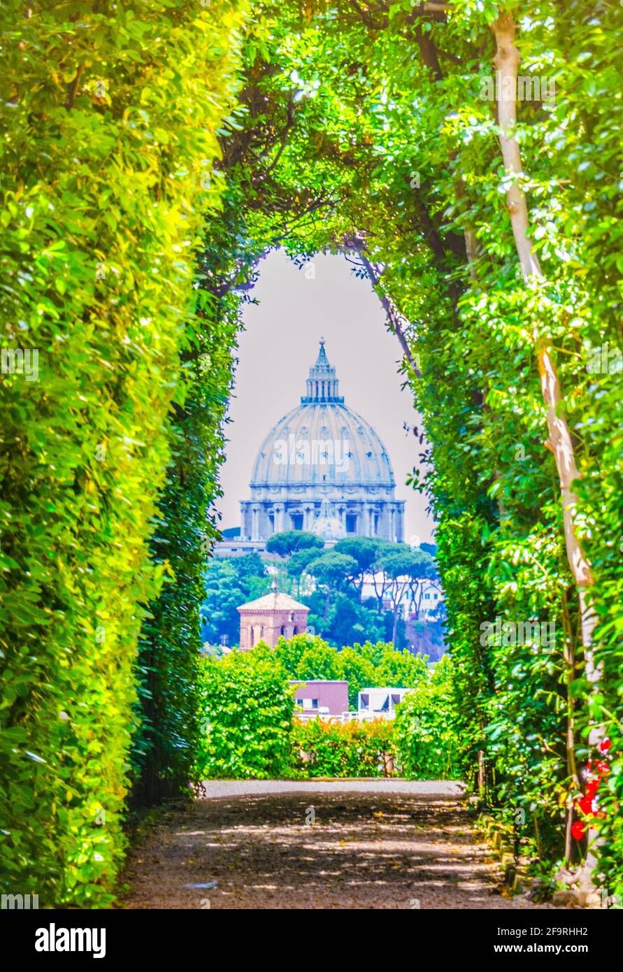View through keyhole of maltese knights portal with saint peters ...