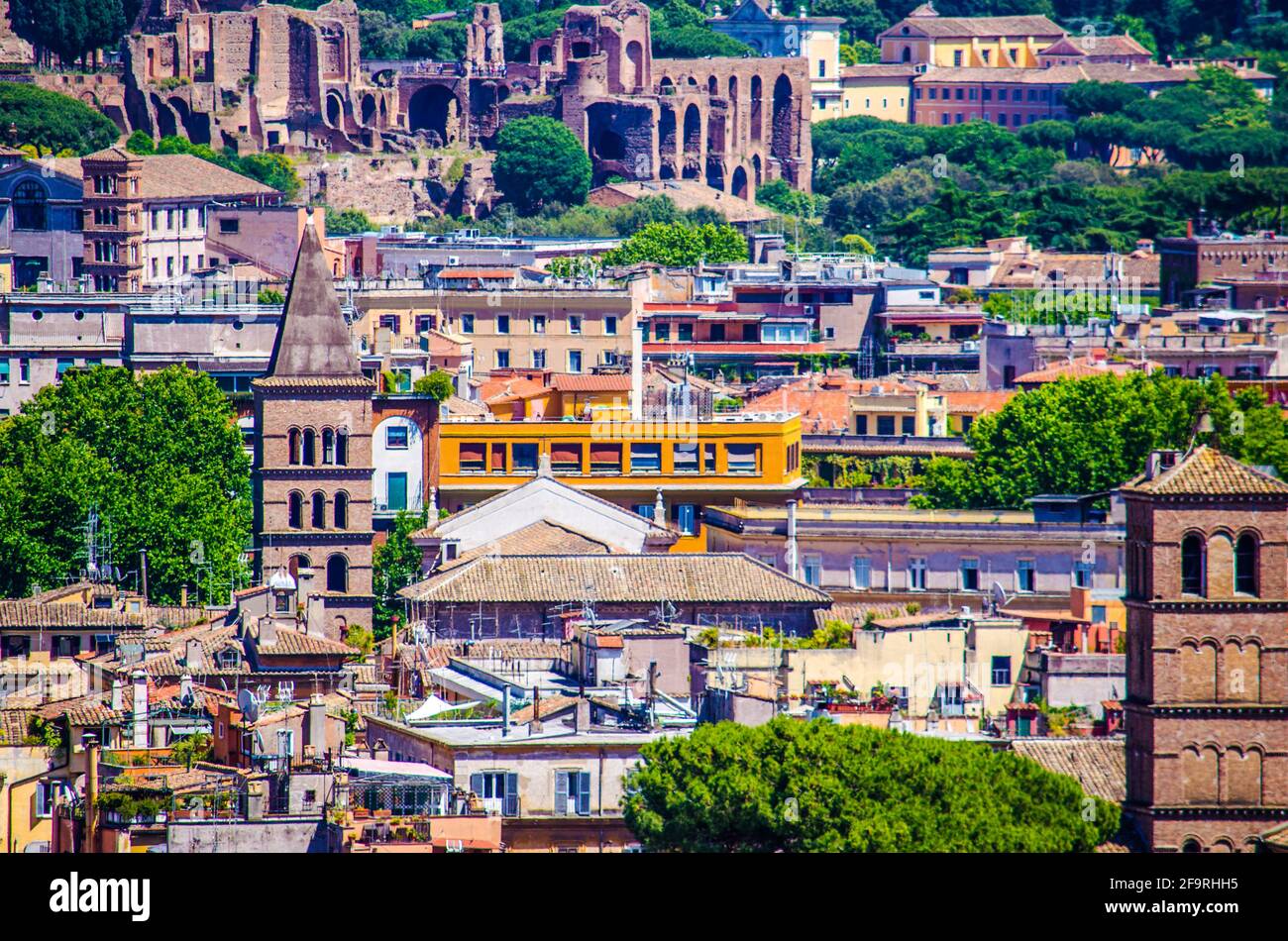 aerial view over rome taken from gianicolo hill. from this place man ...