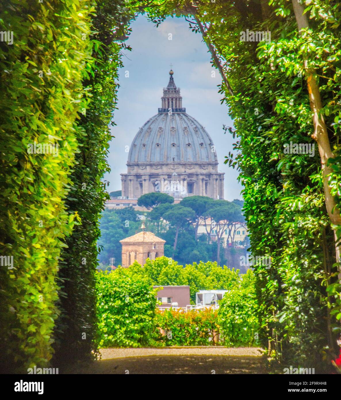View through keyhole of maltese knights portal with saint peters ...