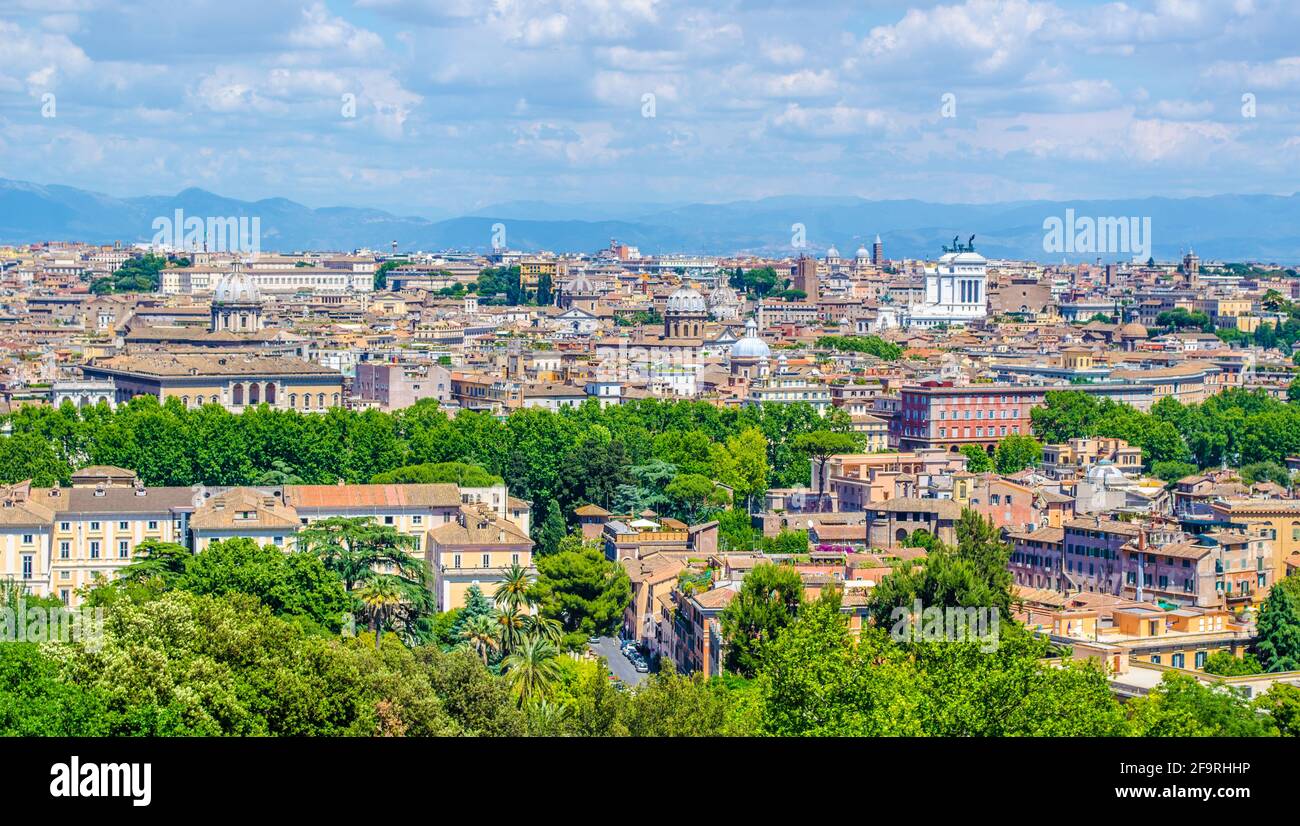 aerial view over rome taken from gianicolo hill. from this place man ...