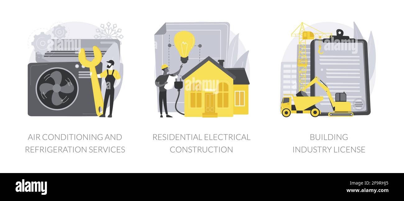Builder contractor services abstract concept vector illustrations Stock ...