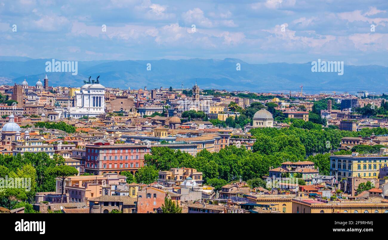 aerial view over rome taken from gianicolo hill. from this place man ...