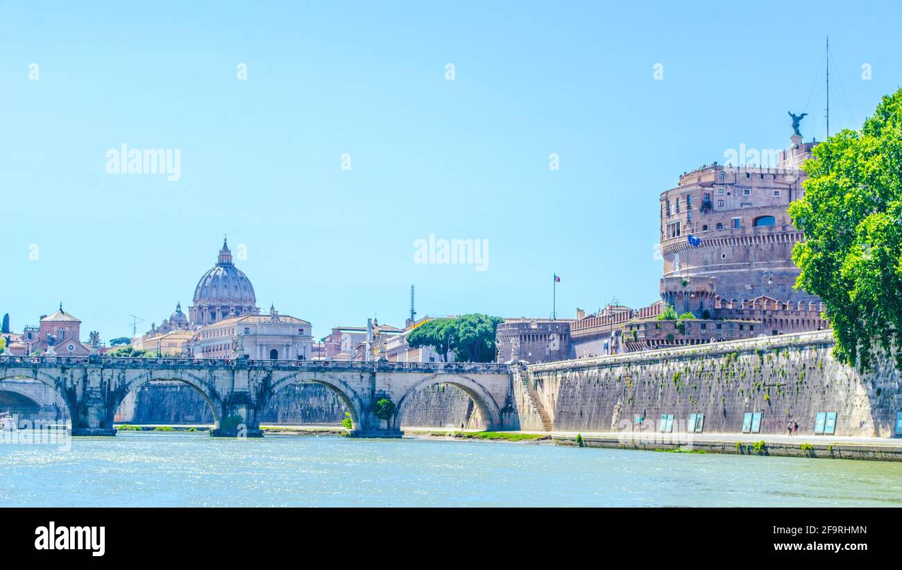 View of St. Peter's Basilica and a bridge Santangelo from the bridge ...