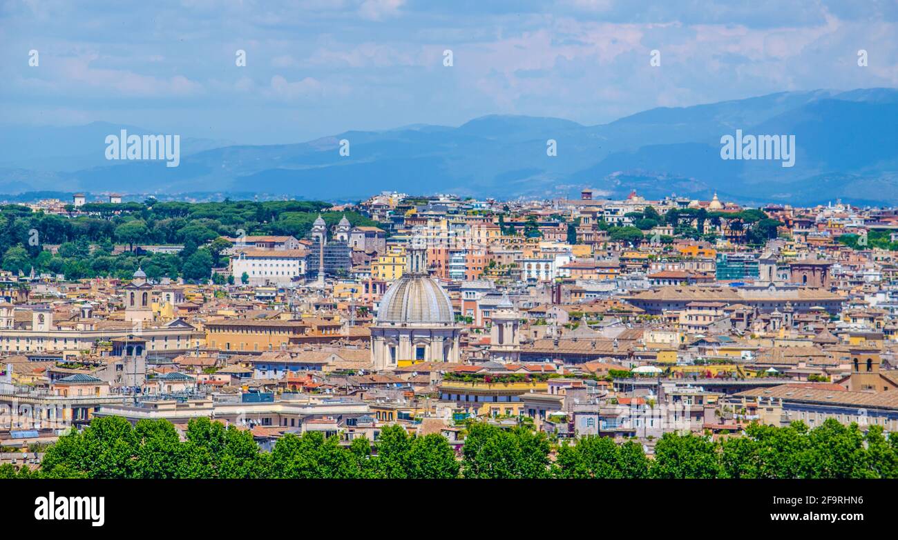 aerial view over rome taken from gianicolo hill. from this place man ...