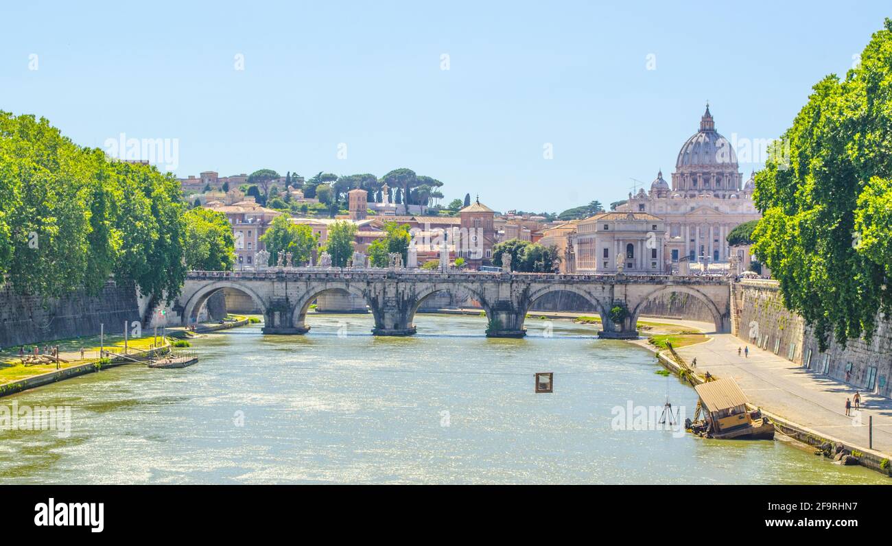 View of St. Peter's Basilica and a bridge Santangelo from the bridge ...