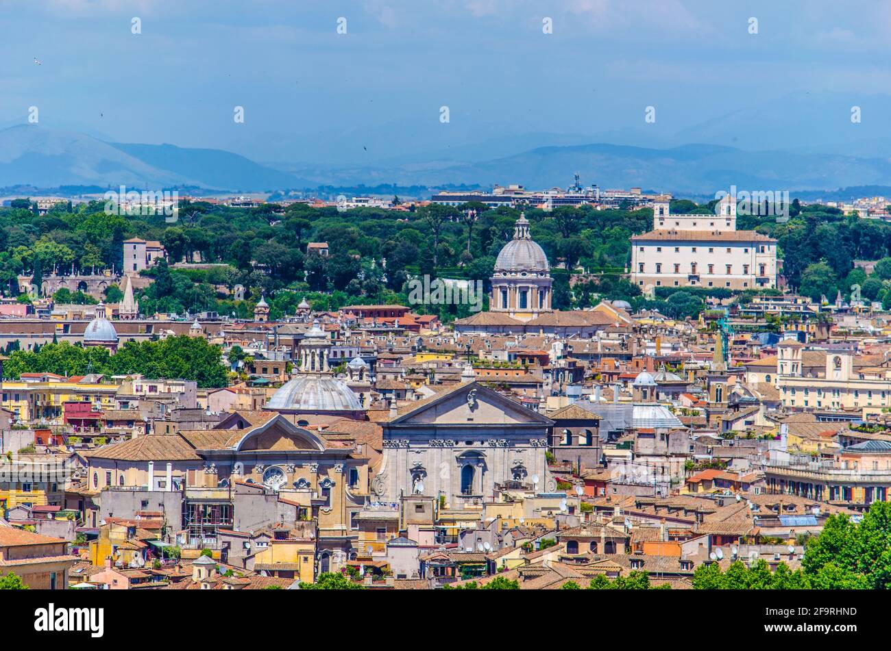 aerial view over rome taken from gianicolo hill. from this place man ...