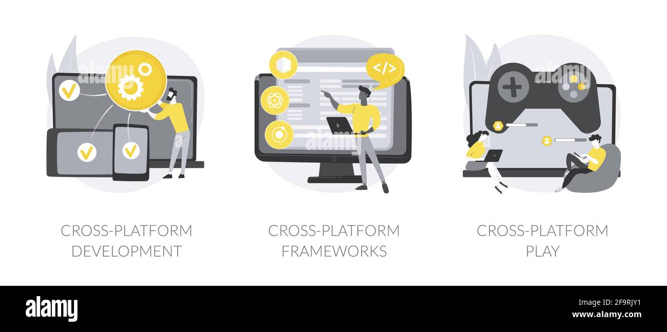 Cross-platform software abstract concept vector illustrations Stock ...