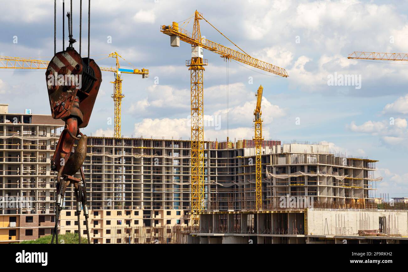 View of construction site, industrial image. Moscow, Russia Stock Photo ...