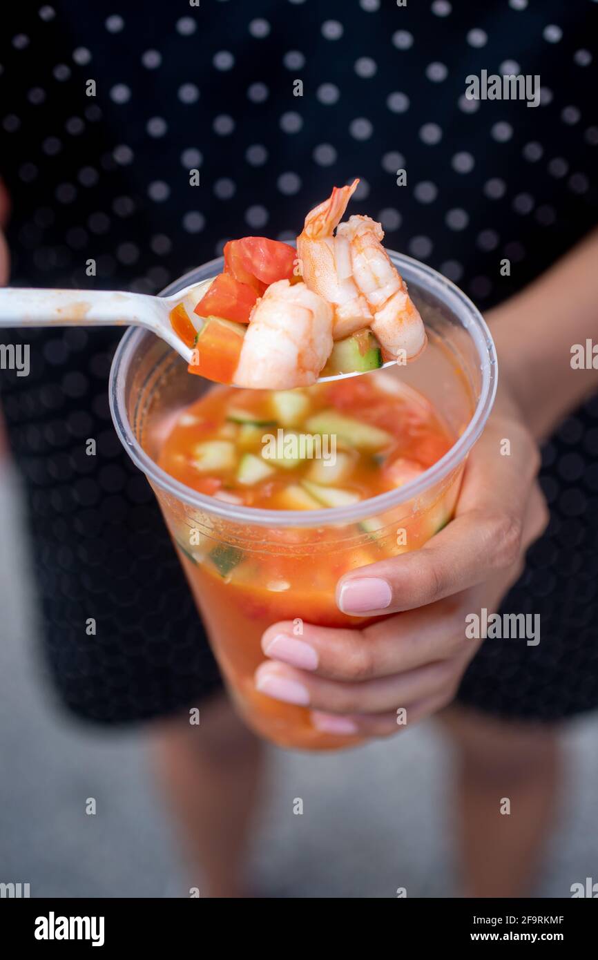 Mexican street seafood, shrimp ceviche Stock Photo - Alamy