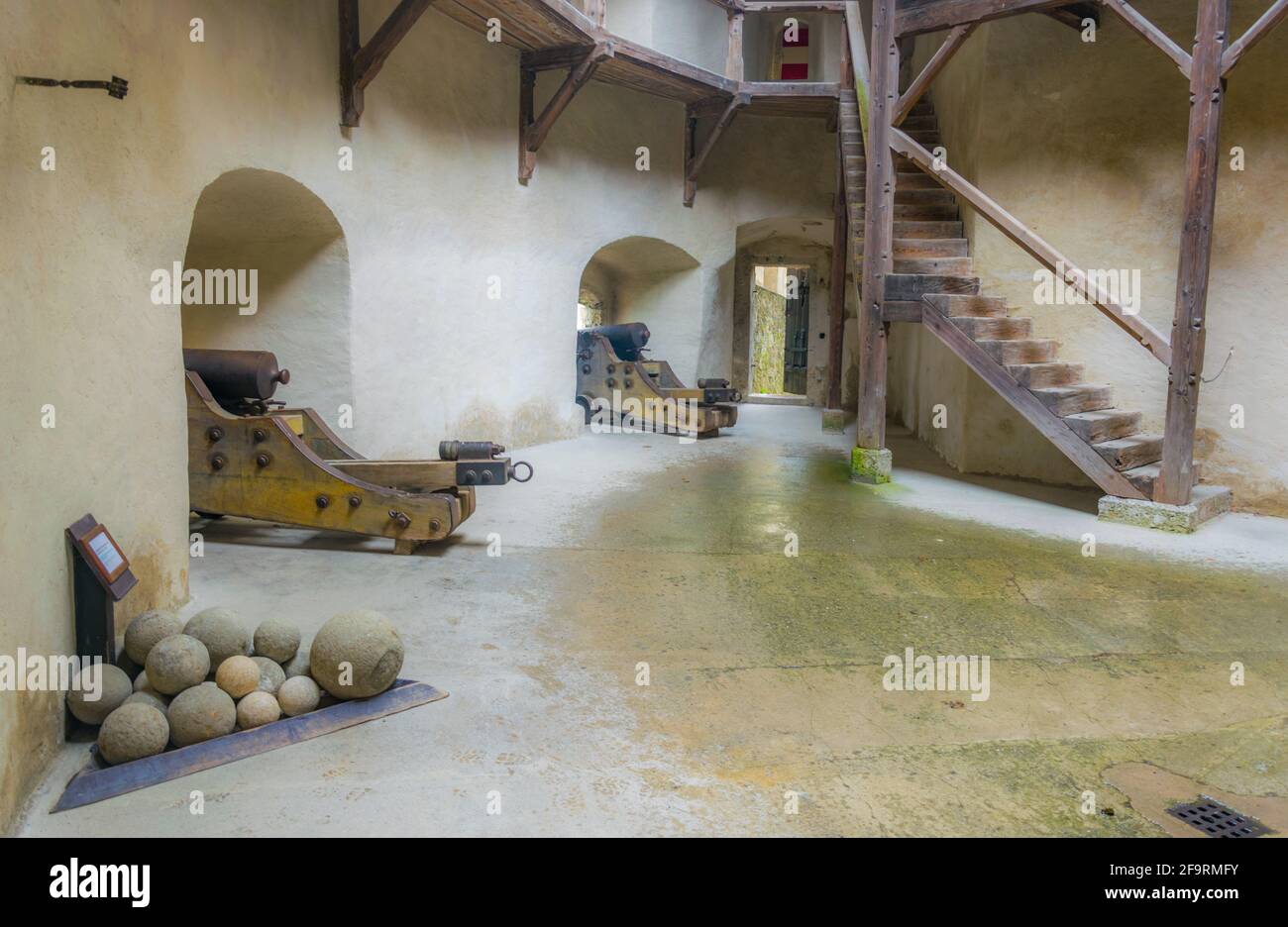 An old cannon ready to shot in the Hohenwerfen castle, Austria Stock ...