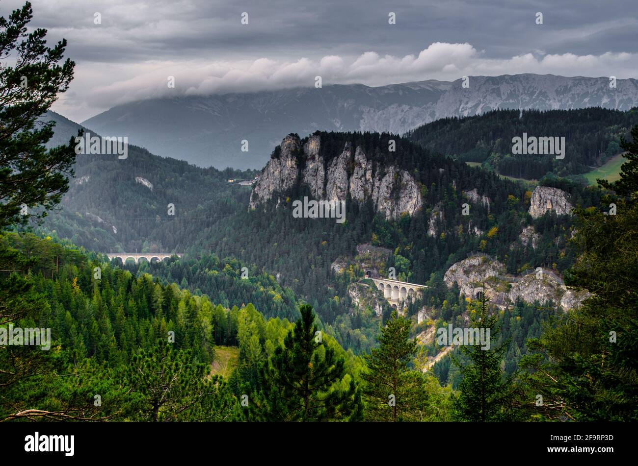 Semmering railway with surrounding mountain scenery, Krauselklause ...