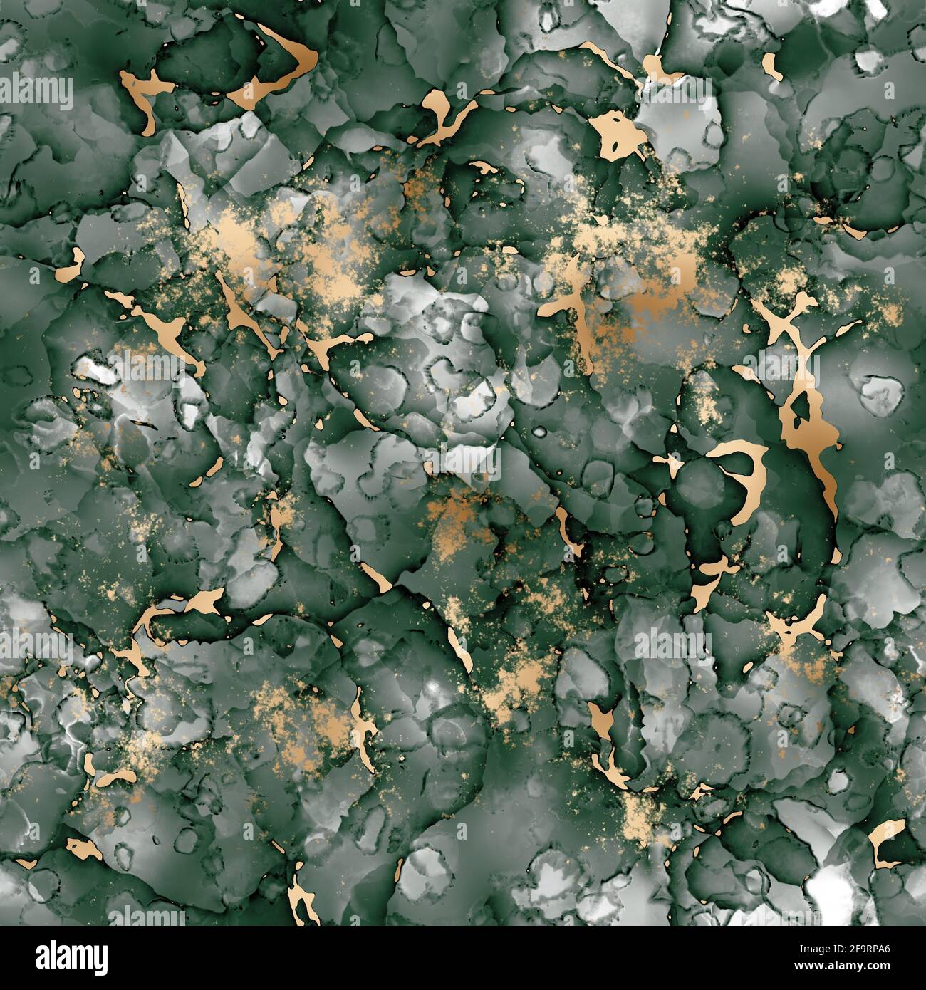 Seamless abstract alcohol ink art with gold leaf overlay Stock Photo ...