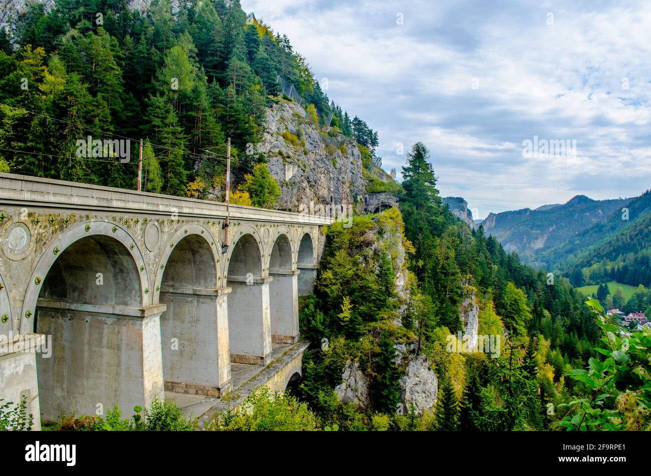 detail of a viaduct of the semmeringbahn unesco world heritage railroad ...
