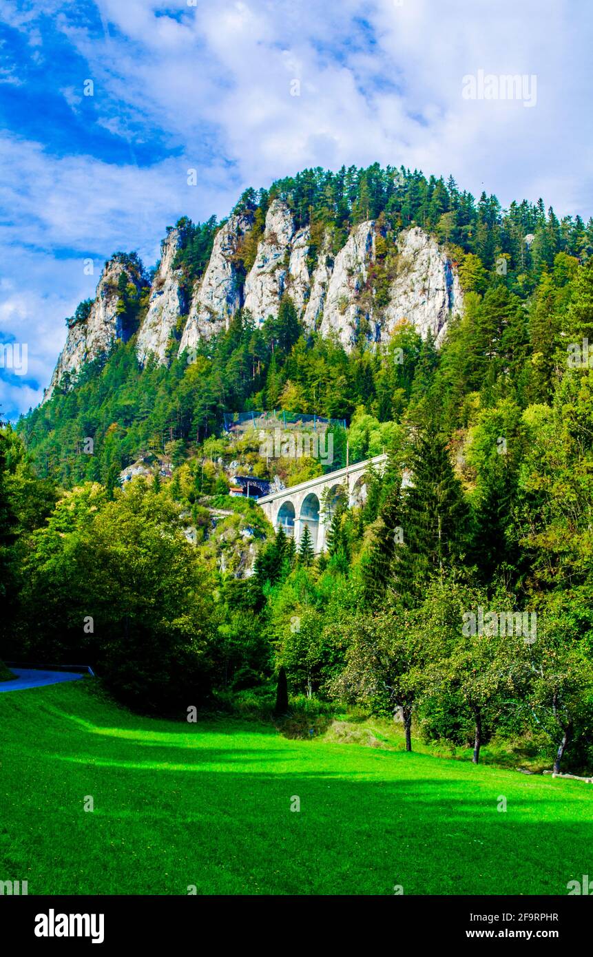 Semmering railway with surrounding mountain scenery Stock Photo - Alamy