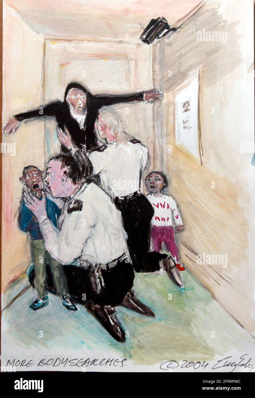 PAINTING OF LIFE INSIDE BELMARSH PRISON,BY LUCY EDKINS.26/1/05 PILSTON ...