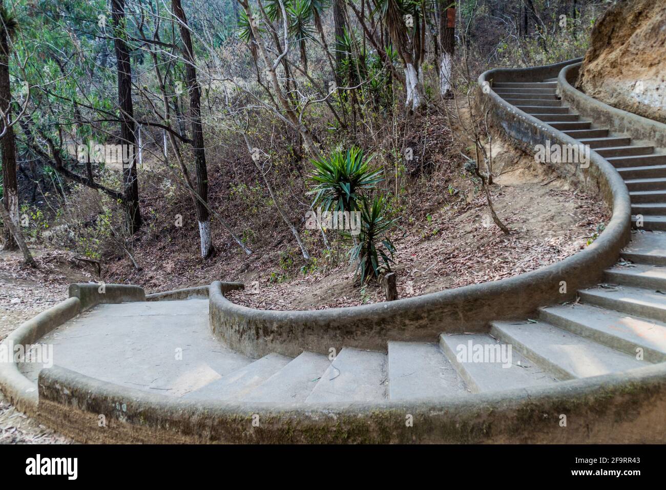 Stairs leading to the Cerro de la Cruz viewpoint in Antigua, Guatemala ...