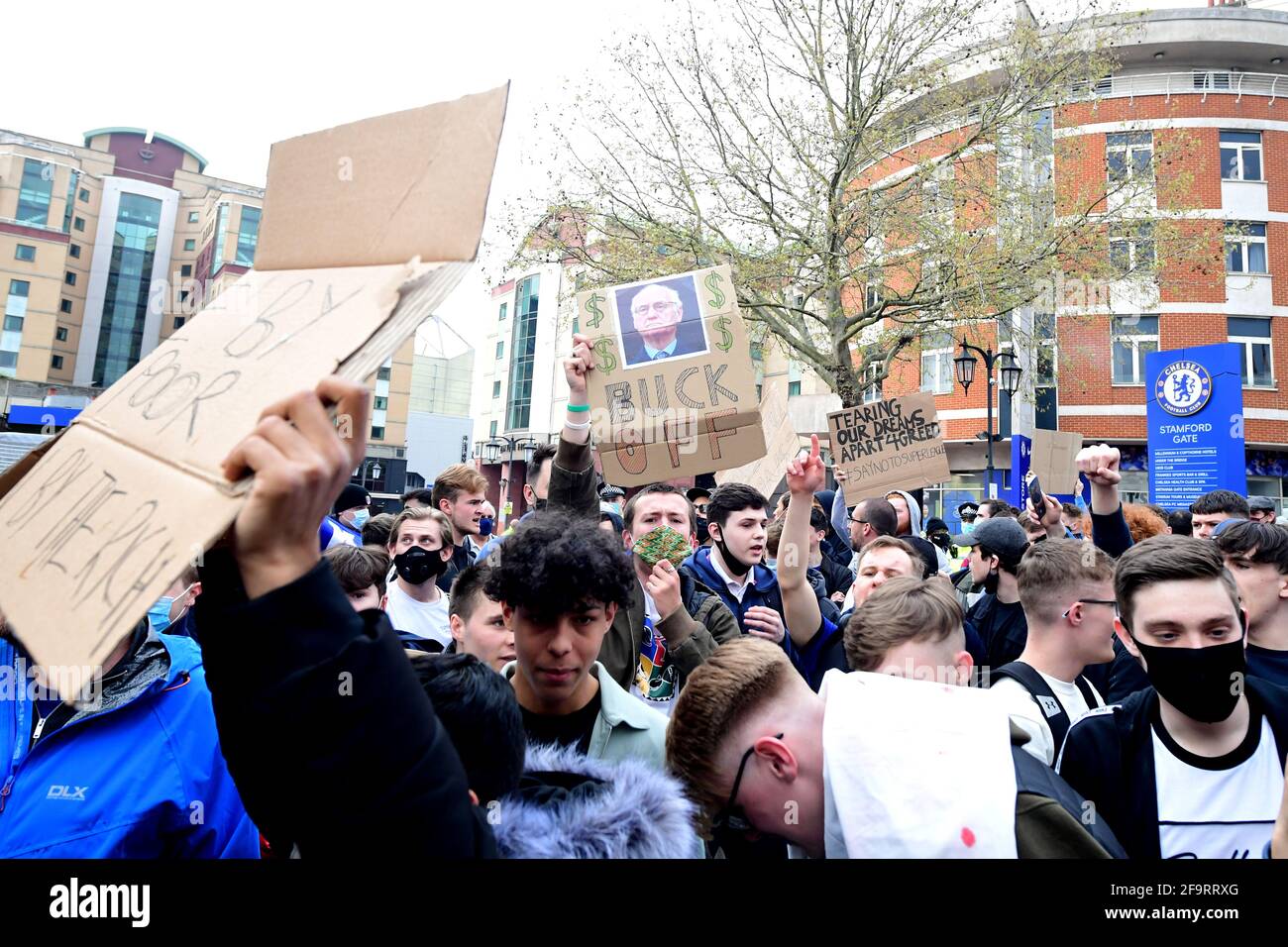 Fans protest against Chelsea's involvement in the new European Super ...