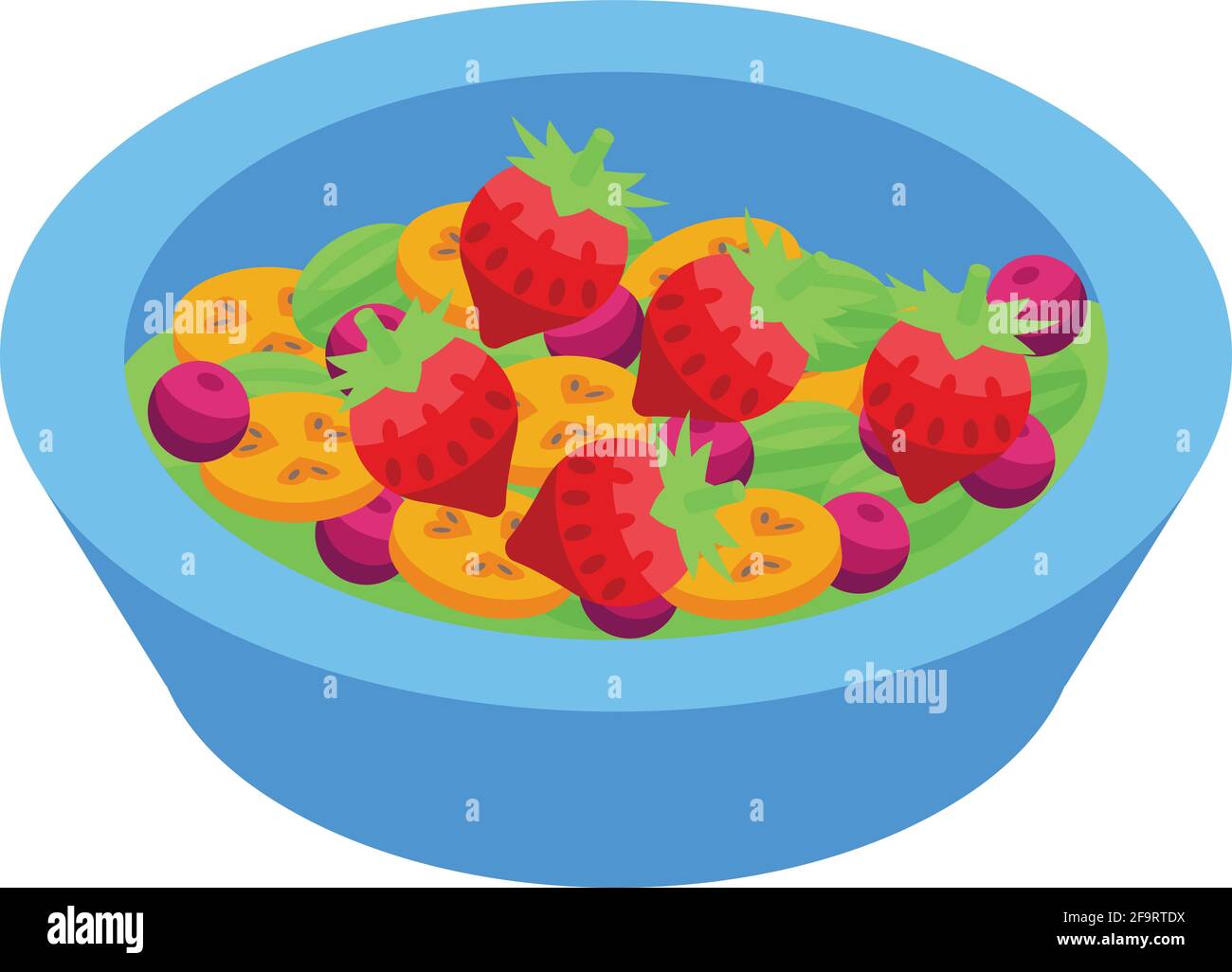Strawberry fruit salad icon. Isometric of Strawberry fruit salad vector ...