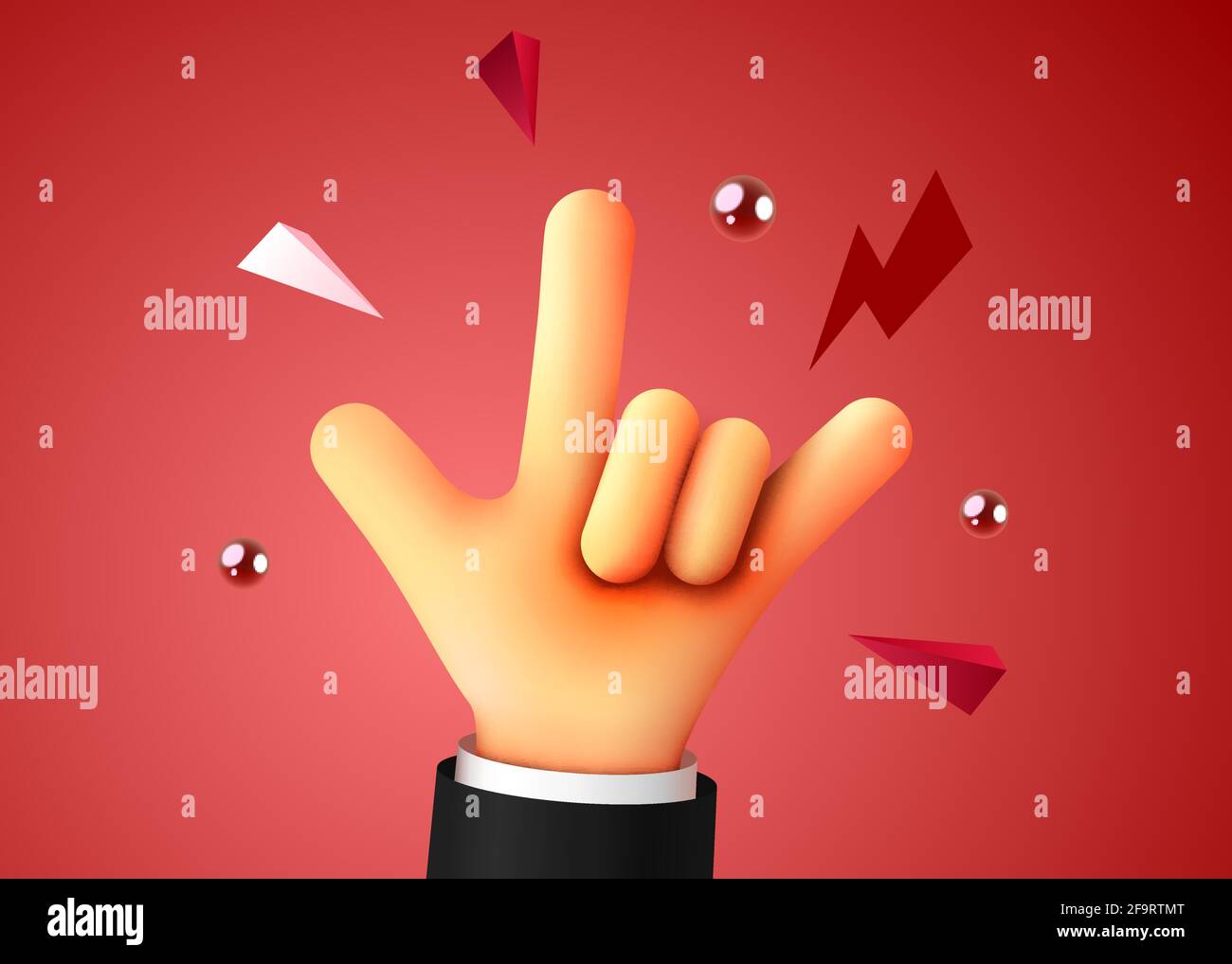 Rock sign. Business success. Human hand. Winner concept. Vector ...